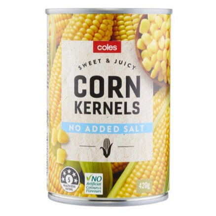 Coles Corn Kernels No Added Salt 420g – Bunnasia